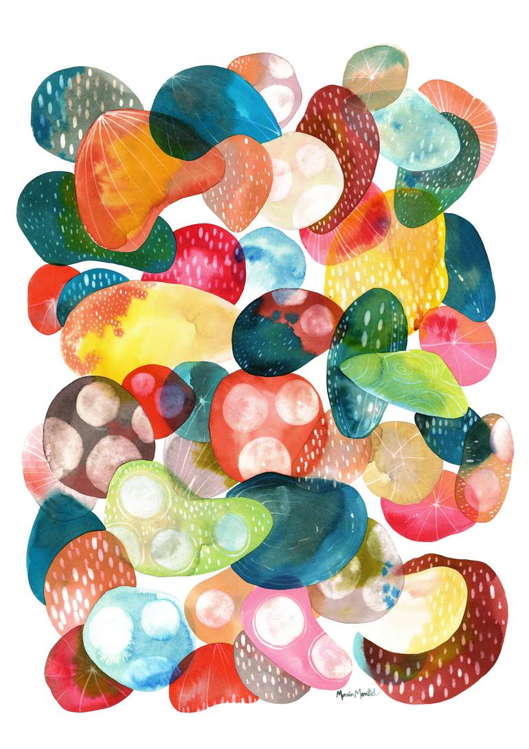 Coloured Stones Painting by Maria Montiel | Saatchi Art
