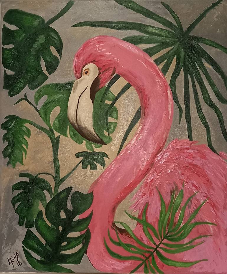Angry Flamingo Painting by Irina Ibragimova | Saatchi Art