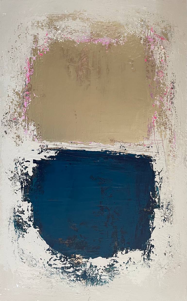 Pale Gold and Emerald Blocks Painting by Susan Handau | Saatchi Art