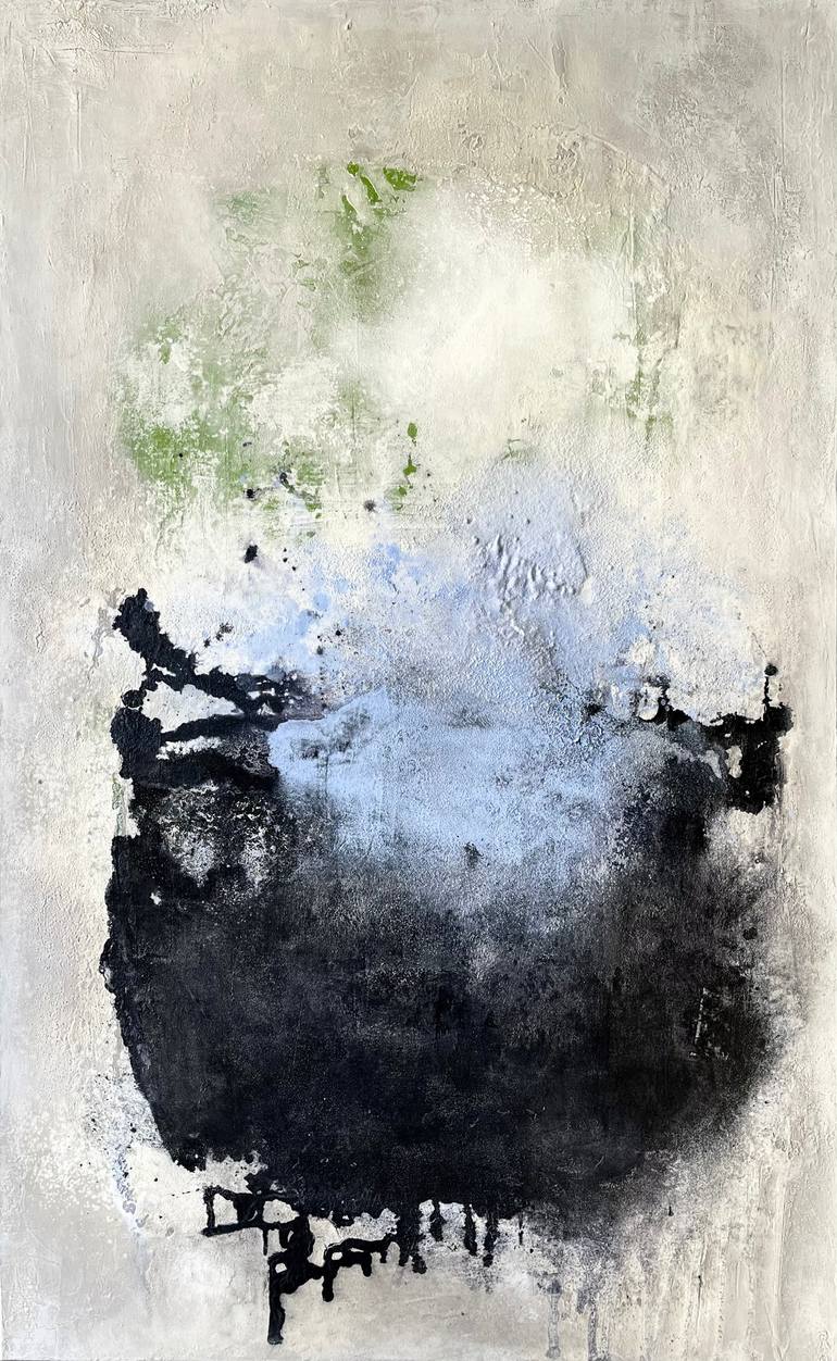 Green and Blue on Black Painting by Susan Handau | Saatchi Art