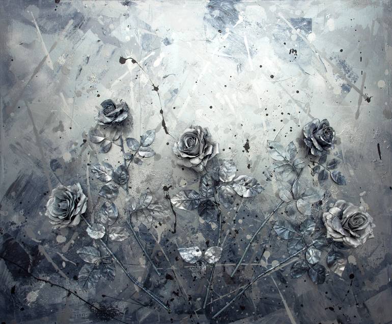 Abstract Art Black And White Roses