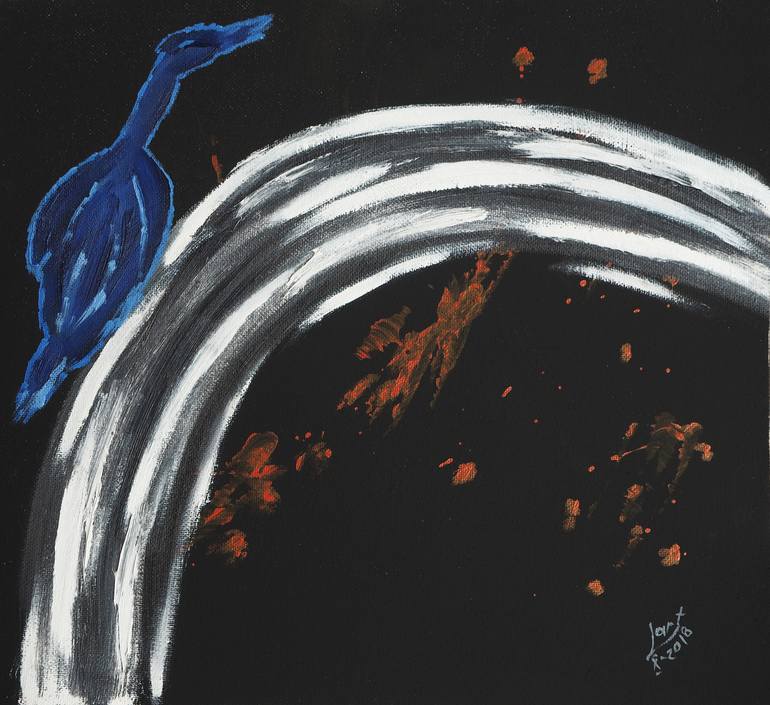 Blue goose on a rainbow Painting by Lyubov Art | Saatchi Art