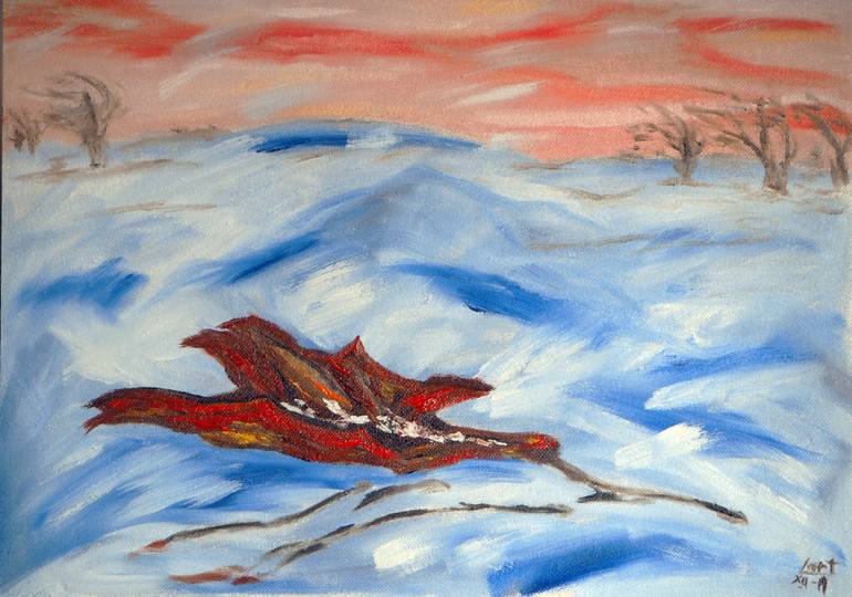 Windy winter morning Painting by Lyubov Art | Saatchi Art