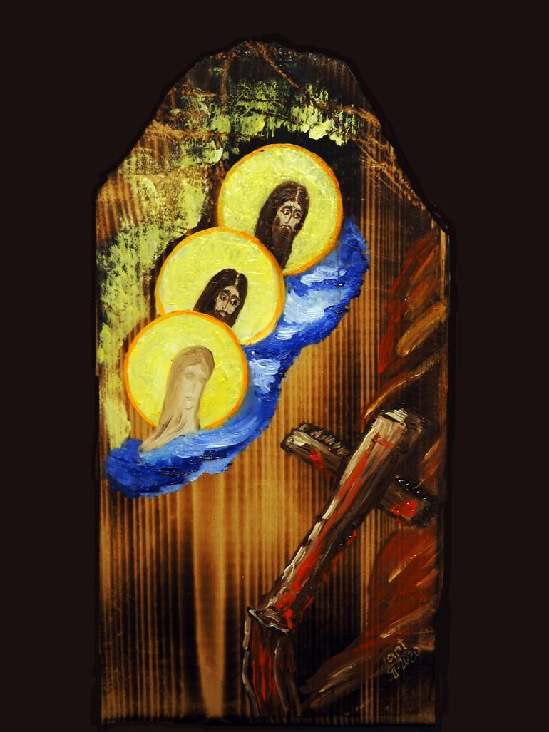 Icon Holy Trinity Painting by Lyubov Art | Saatchi Art