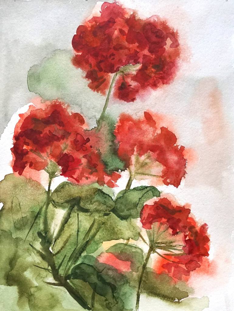 Geranium Painting by Maria Ratova | Saatchi Art