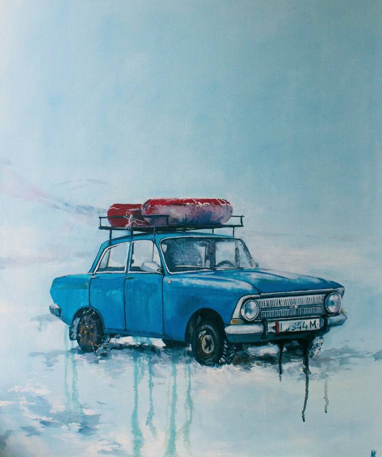 A car with history Painting by Kateryna Nikiforova | Saatchi Art