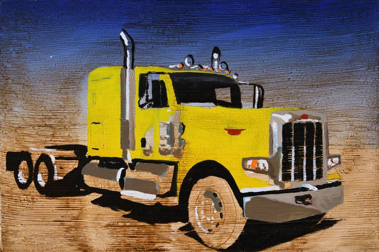 Yellow Truck Painting by Piotr Szczur | Saatchi Art
