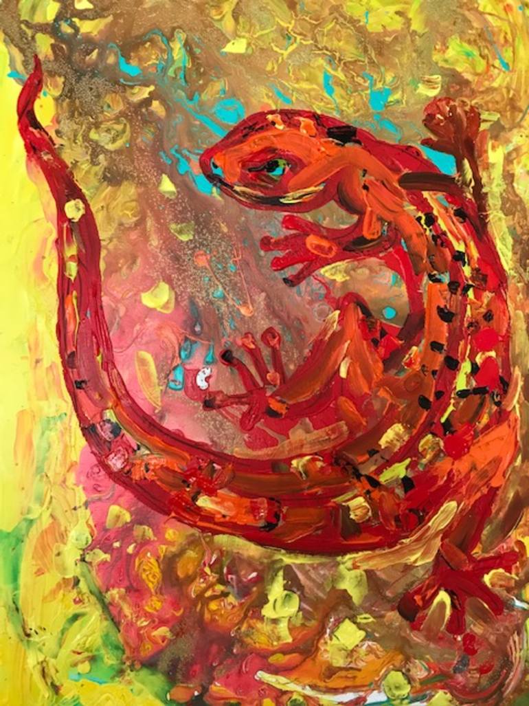 Fire Salamander Painting by Yana Yank | Saatchi Art