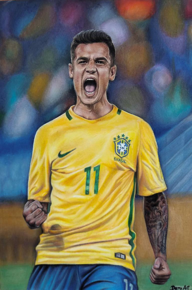 Drawing of Philippe Coutinho in size Ansi A (8,27 × 11,69 in) Drawing ...