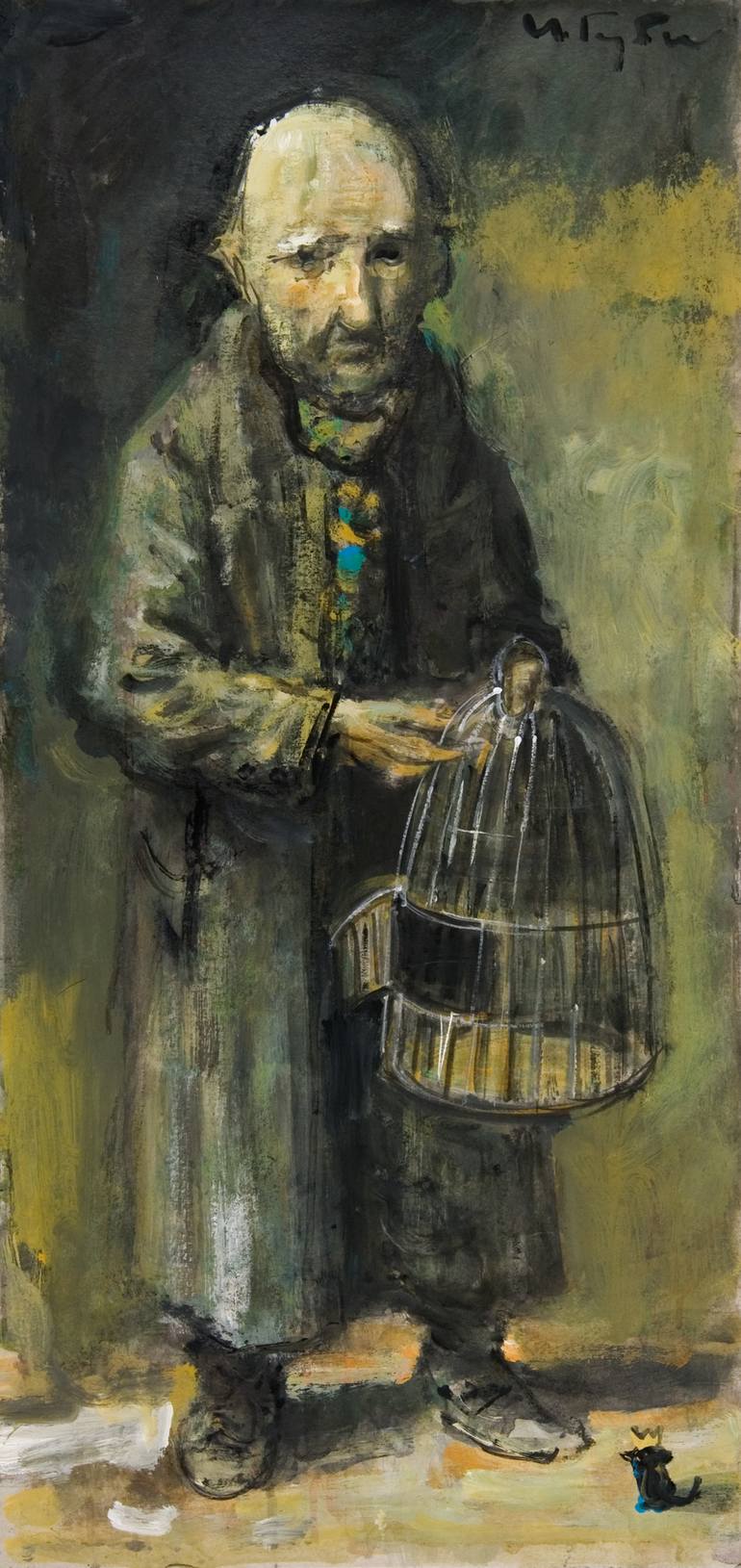 Man with the Cage Painting by Igor Gubskiy | Saatchi Art