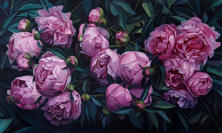 Peonies Painting by Ekaterina Vestnikova | Saatchi Art