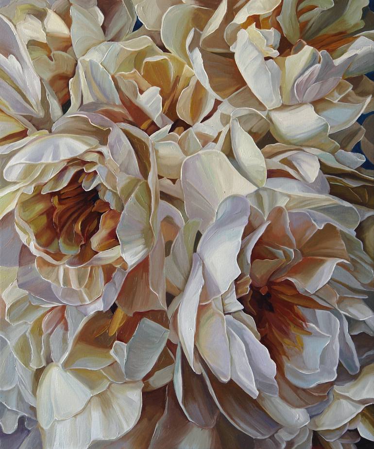 white peonies Painting by Ekaterina Vestnikova | Saatchi Art