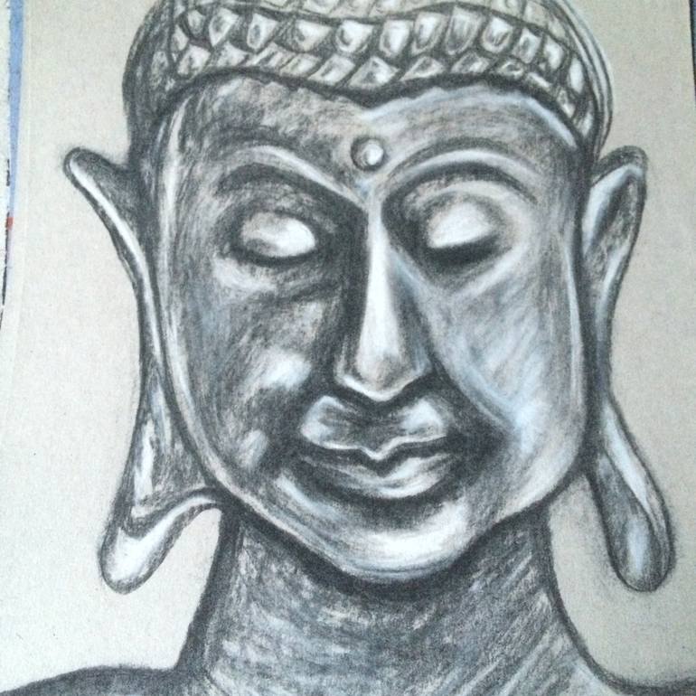 the serene buda Drawing by Stephen Phillips | Saatchi Art