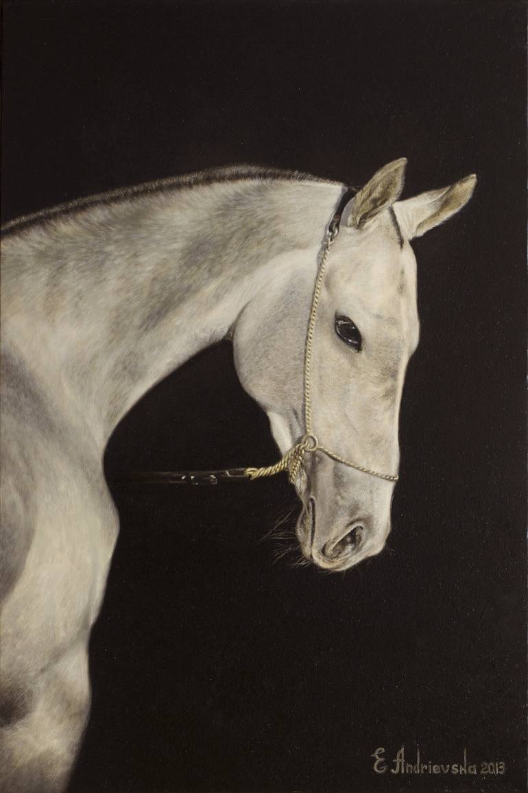 Horse portrait.Akhal teke. Painting by Elena Andrievskaya | Saatchi Art