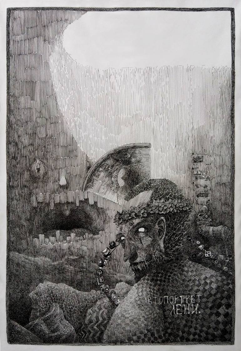 Self Portrait Laziness Drawing by Petr Vechkanov | Saatchi Art