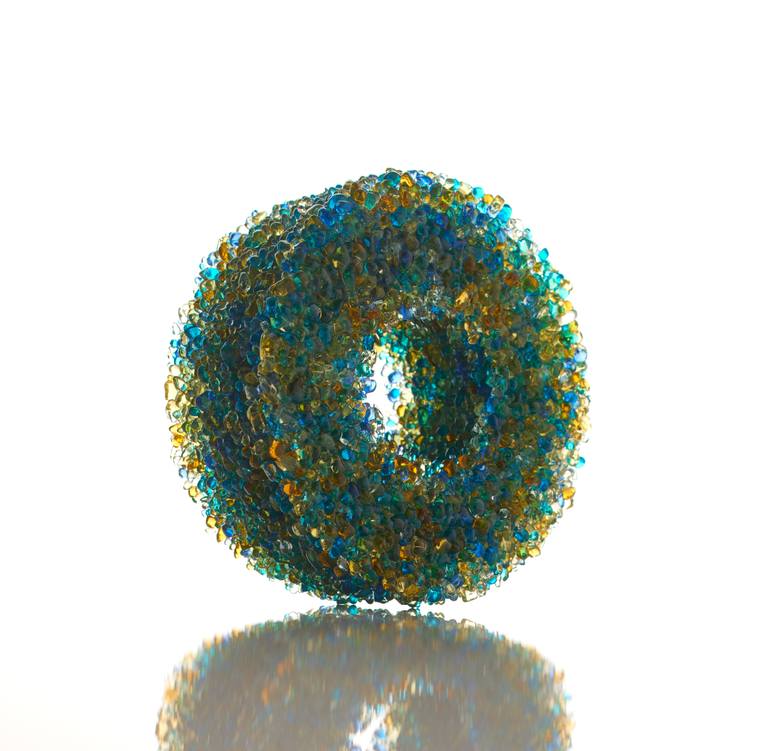 Superposition Amber & Blue, Medium Circle Sculpture by Kira Phoenix K ...