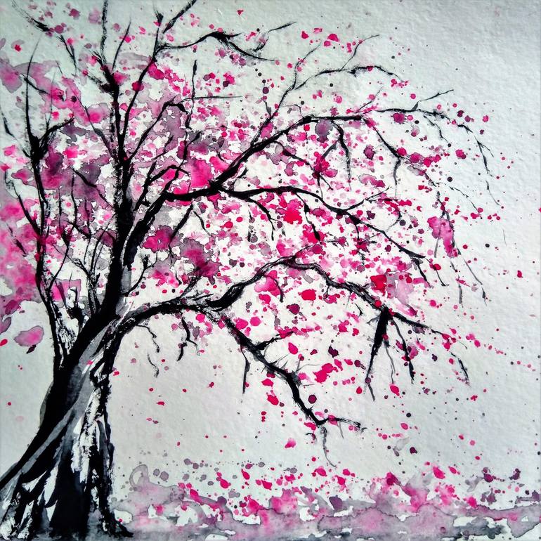 Pink Blossom Painting by Karine Andriasyan | Saatchi Art
