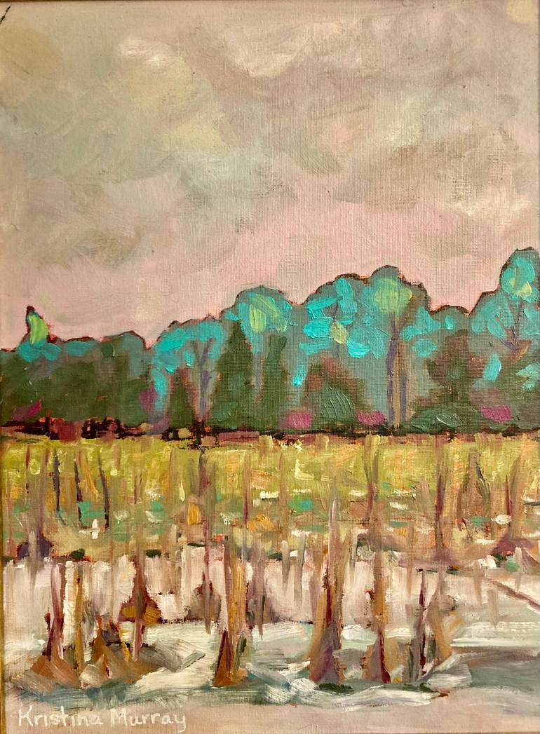 Winter Corn Field Painting by Kristina Murray | Saatchi Art