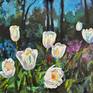 Moon Garden White Tulips Painting by Kristina Murray | Saatchi Art