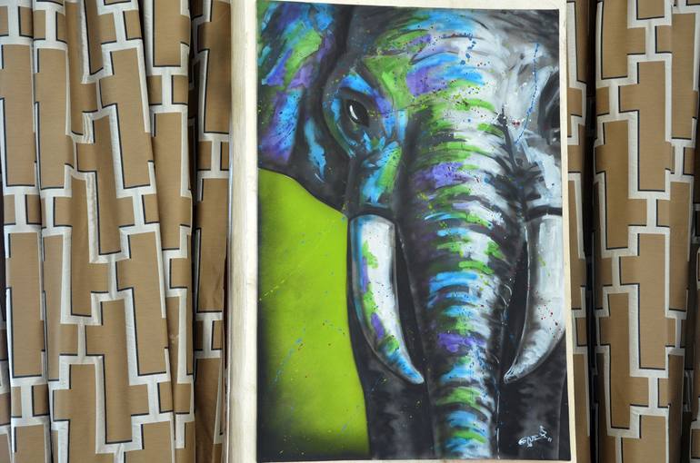Elephant by the Sea Painting by Yev Galchevskiy | Saatchi Art