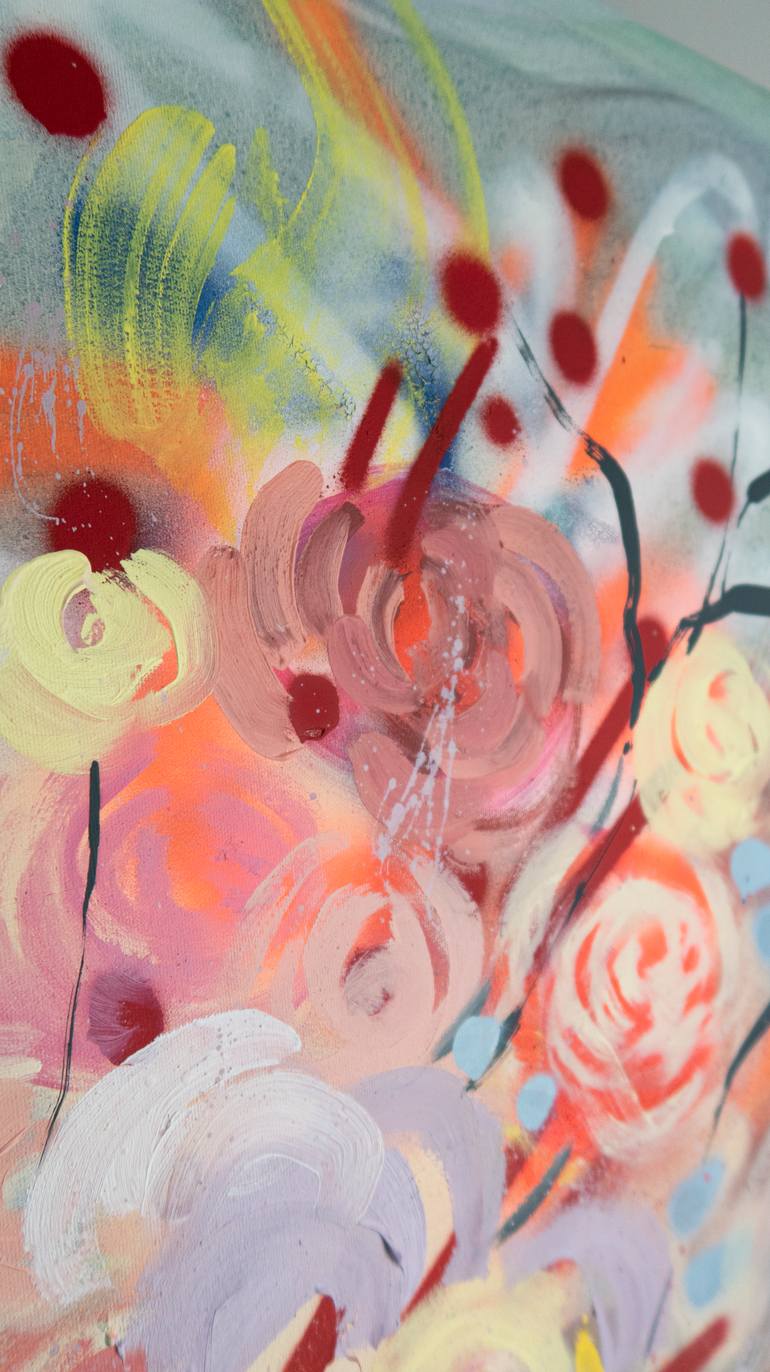 Afternoon sun - abstract floral painting, pastel shades Painting by ...
