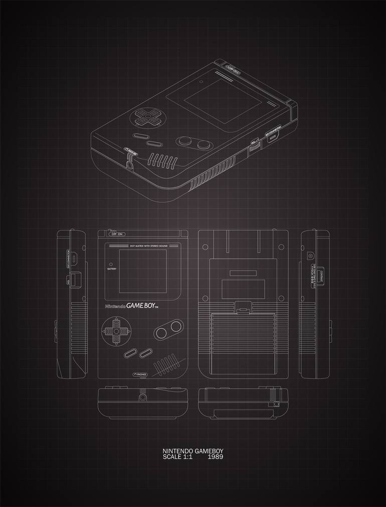 Nintendo Gameboy Mechanical Drawing Drawing by Allan Swart | Saatchi Art