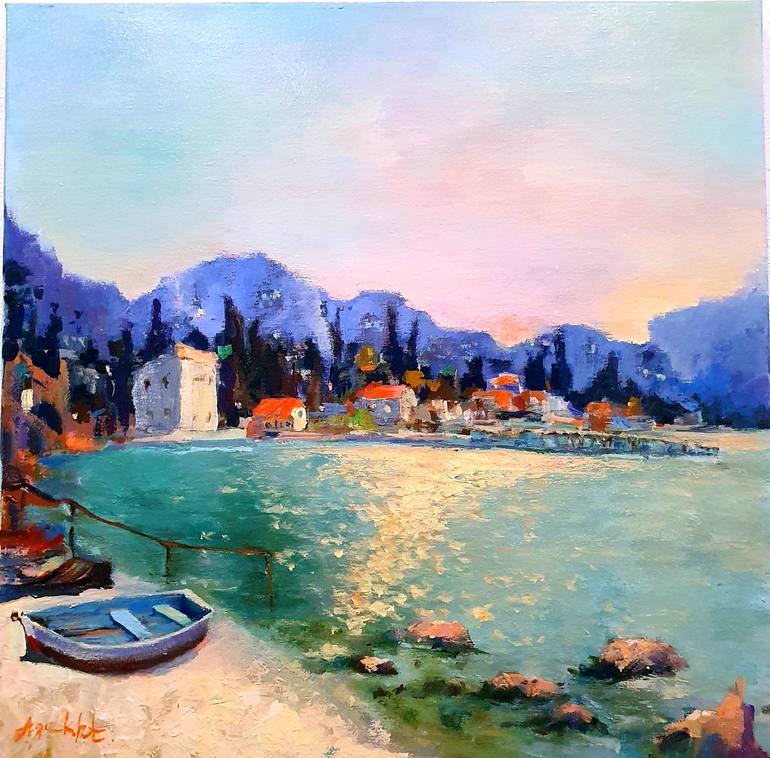 Sunset on the island of corfu Painting by Anna Gekht | Saatchi Art