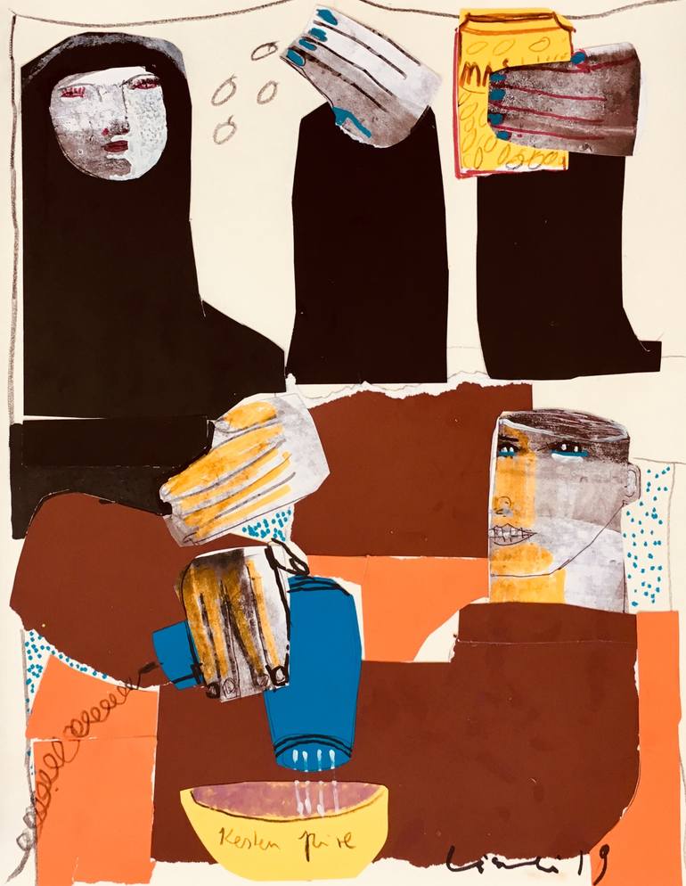 Defrosting sweets with a blow dryer Collage by Laslo Antal | Saatchi Art