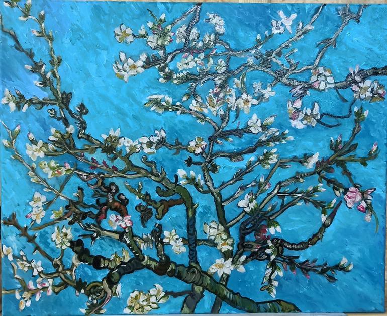 A branch of flowering almonds Painting by Brester Tatiana | Saatchi Art