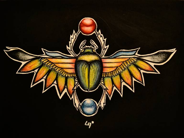Dark Scarab Painting by Katherine Weltch | Saatchi Art