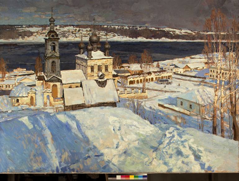 The old russian place Plyos. Painting by Vasiliy Kuraksa | Saatchi Art