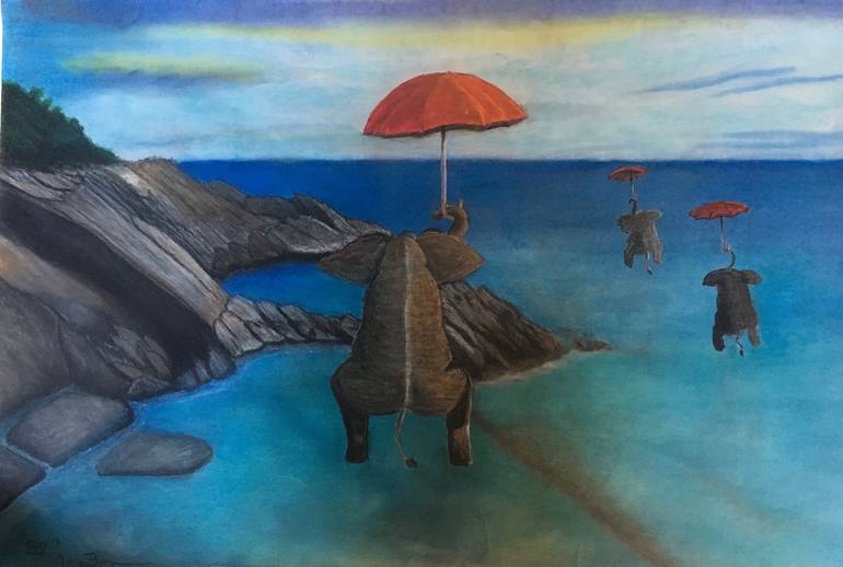 Flying elephants Drawing by Jerry A Bigness Jr | Saatchi Art