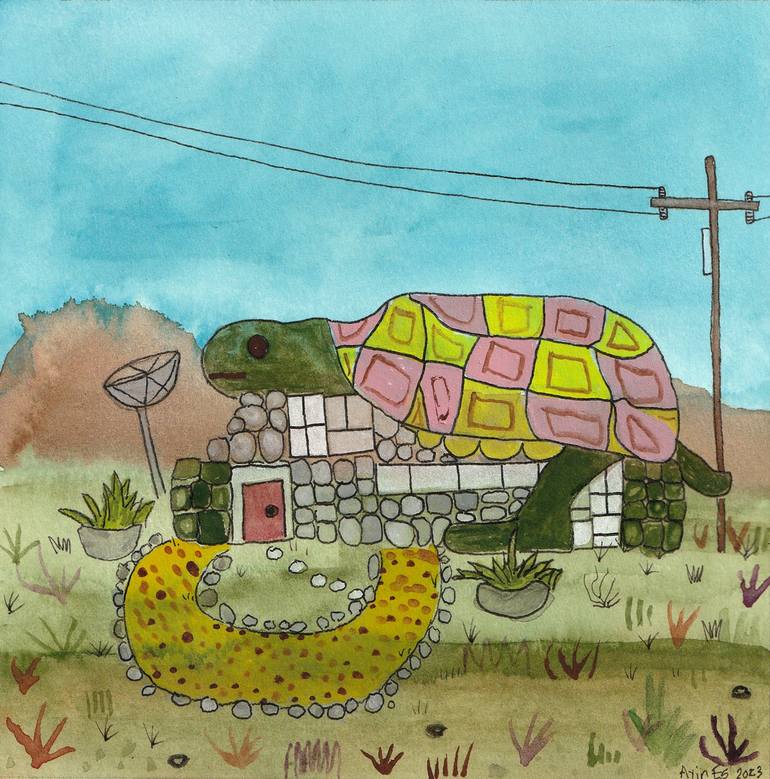 Little Turtle House Painting by Ayin Es | Saatchi Art