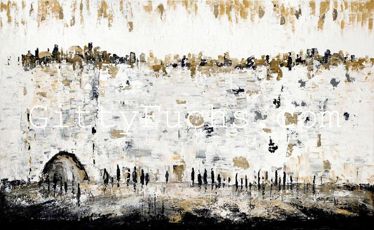 Silhouette At The Kotel Painting by Gitty Fuchs | Saatchi Art