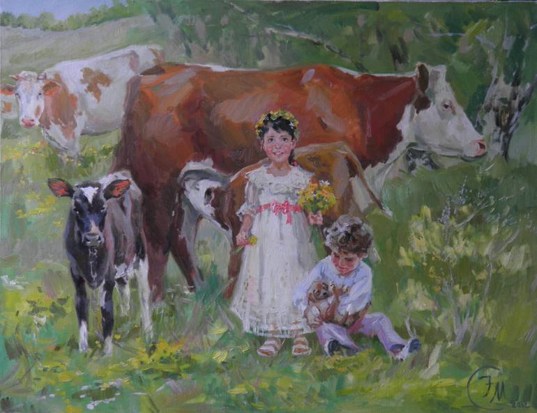 calves Painting by Maria Polyakova | Saatchi Art
