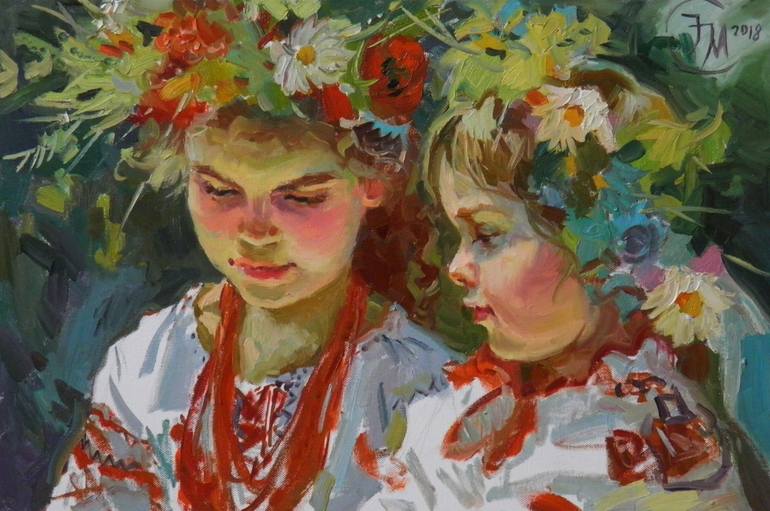 two Ukrainian girls Painting by Maria Polyakova | Saatchi Art