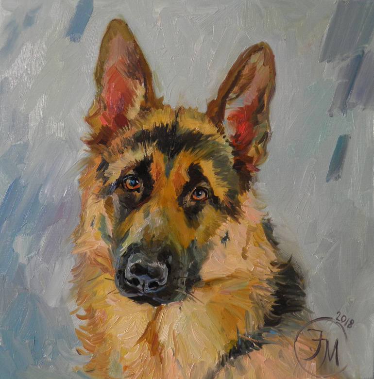 Good shepherd dog Painting by Maria Polyakova | Saatchi Art