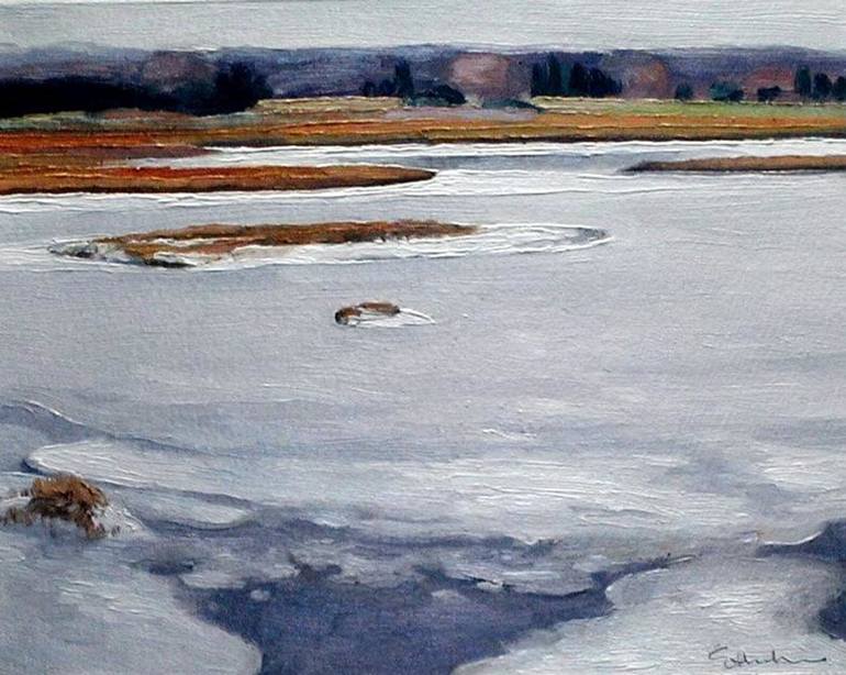 Eel Pond Winter Painting by Ethan Lima | Saatchi Art