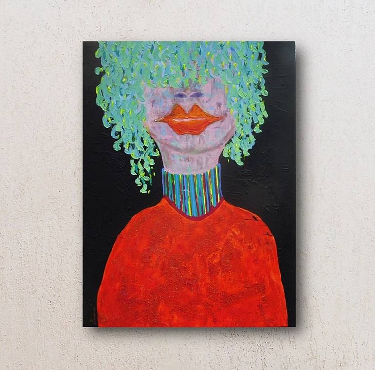 I AM FINE! abstract portrait painting Painting by Marinela Puscasu ...