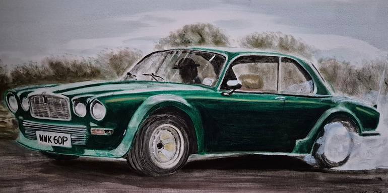Jaguar XJ Coupe V12 John Steed, Avengers Painting by Gavin Waldron ...