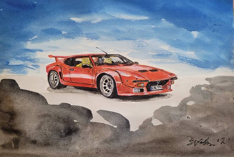 De Tomaso Pantera GT5-S, 1989 Painting by Gavin Waldron | Saatchi Art