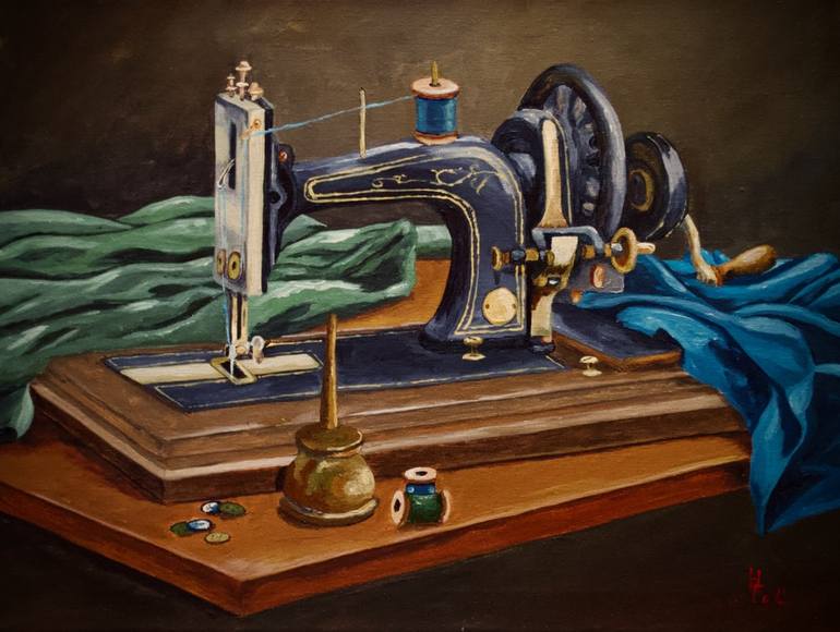Singer Sewing Painting by Herschel Fall | Saatchi Art
