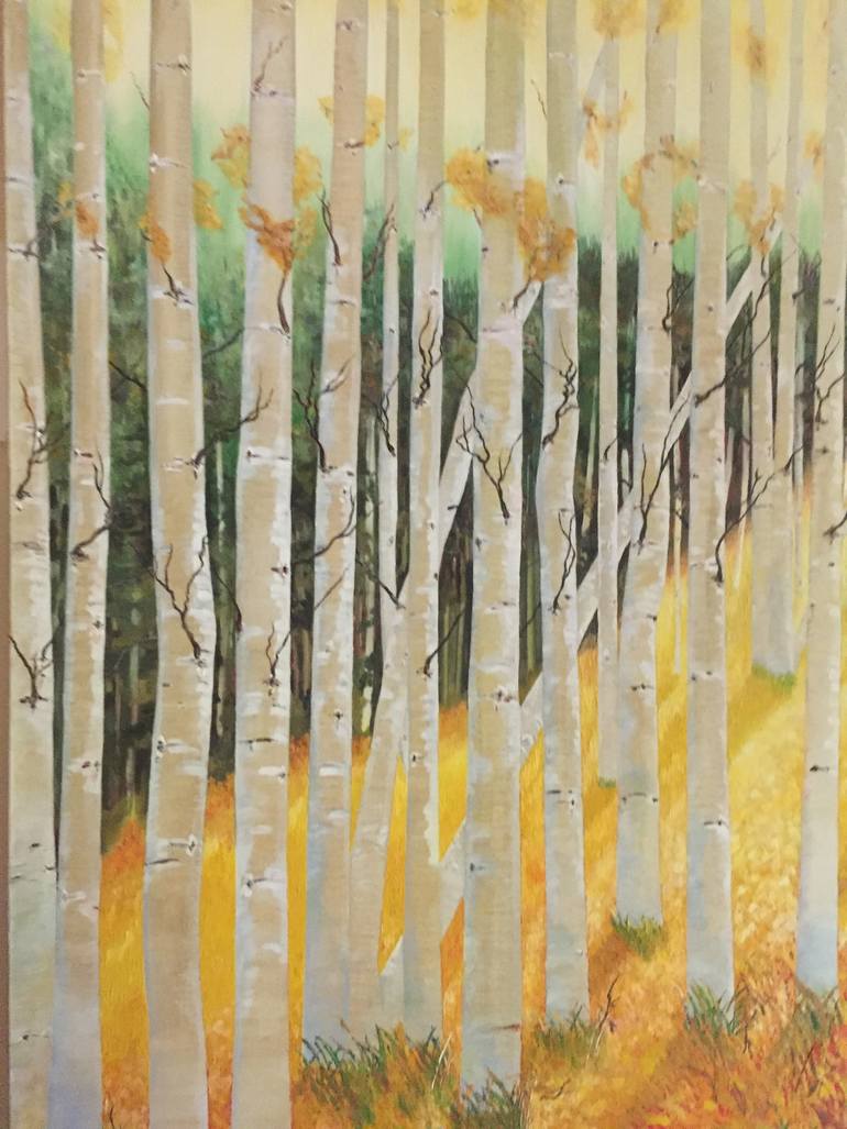 Birches Birches Birches Painting by David Vandy | Saatchi Art