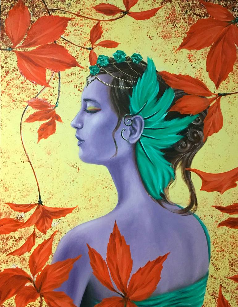 Women in violet Painting by Mikail Coskun | Saatchi Art