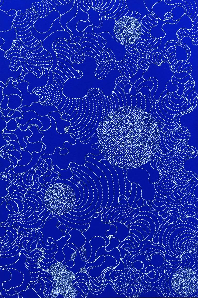 Dotted Galaxy in White and Blue Painting by Daphné Essiet | Saatchi Art