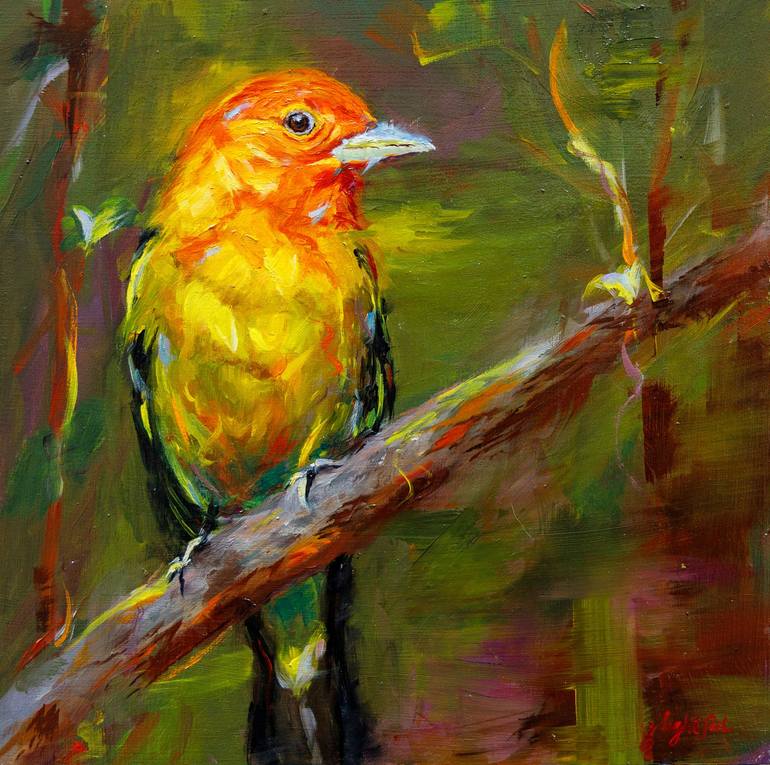 Western Tanager Painting by Jamie Lightfoot | Saatchi Art