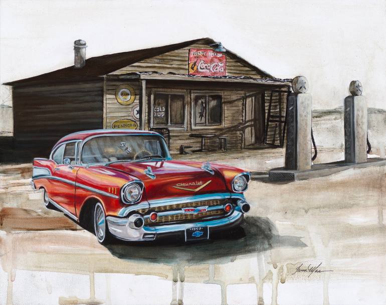 57 Chevy Painting by Irma Mason | Saatchi Art