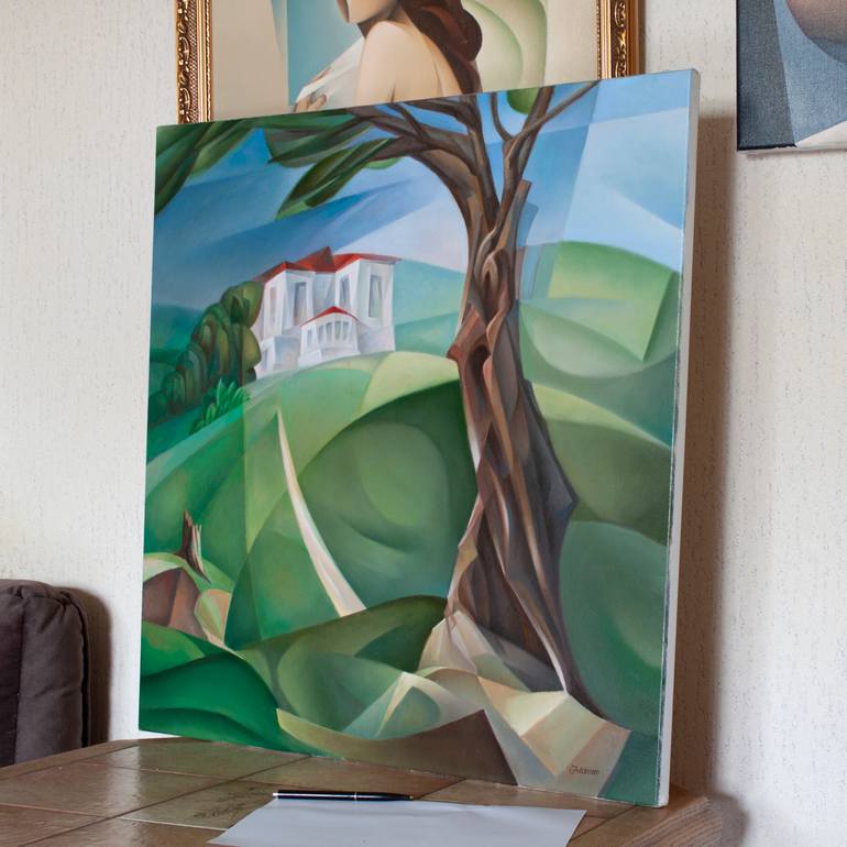 House on the hill Painting by Isaac Feldman | Saatchi Art