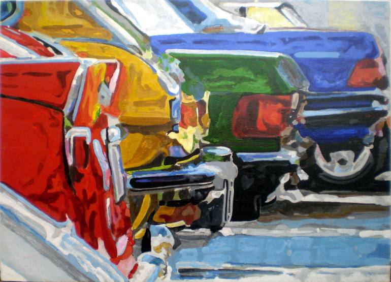 Cars parked Painting by Trafic D'Art | Saatchi Art