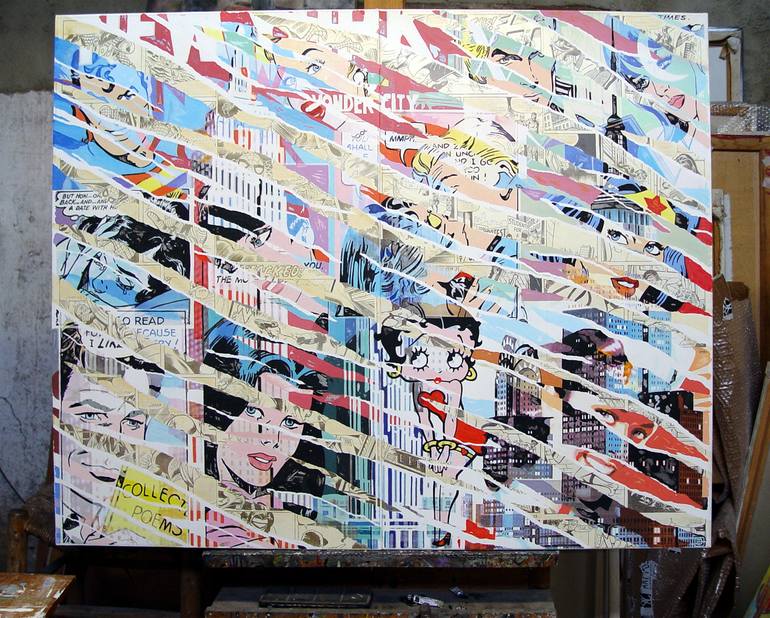 TORN POSTERS: WONDER CITY Painting by TRAFIC D'ART | Saatchi Art